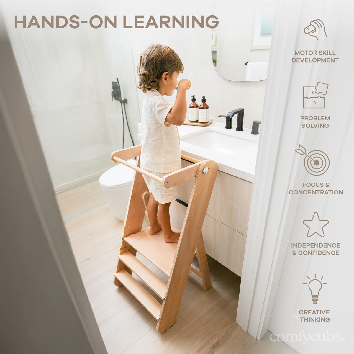 Comfy Cubs Kids Step Stool - Natural Wood – Galt Baby