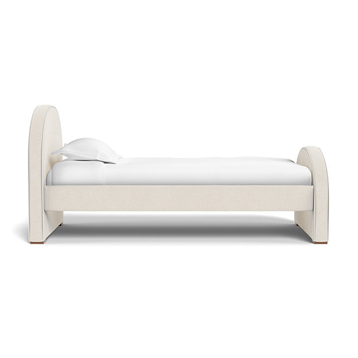 Monte Design Twin Luna Bed - Dune Fabric, White Piping, Walnut Feet ...